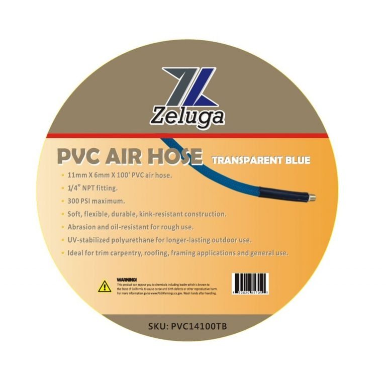 21-312 1/4in. x 100ft. PVC Transparent Air Hose, Transparent Blue - Zeluga