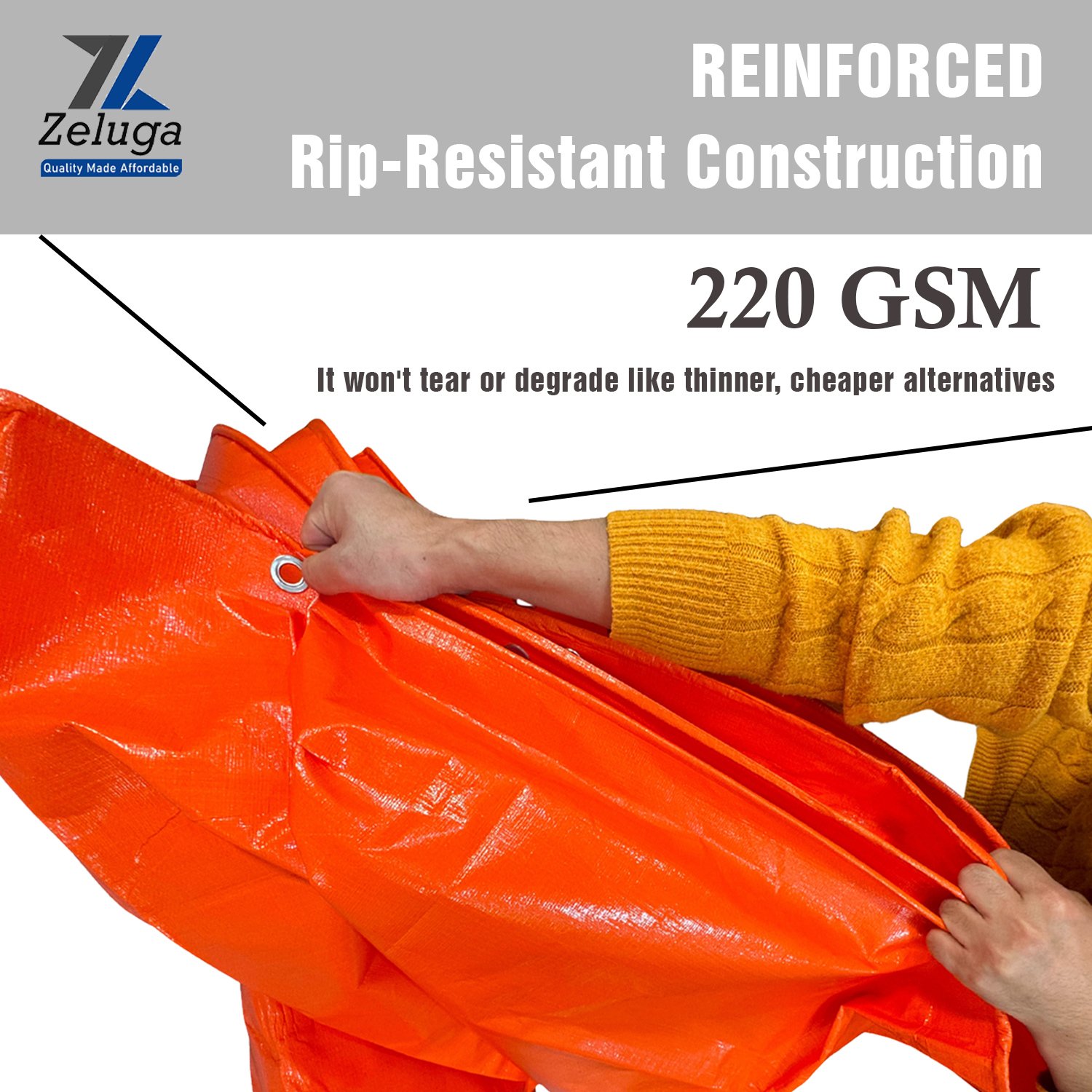 24-551 220GSM Heavy Duty Orange Poly Tarp - 12 Mil Thick, 100% ...