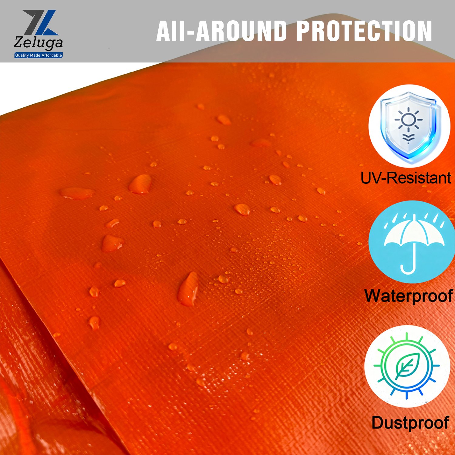 24-551 220GSM Heavy Duty Orange Poly Tarp - 12 Mil Thick, 100% ...